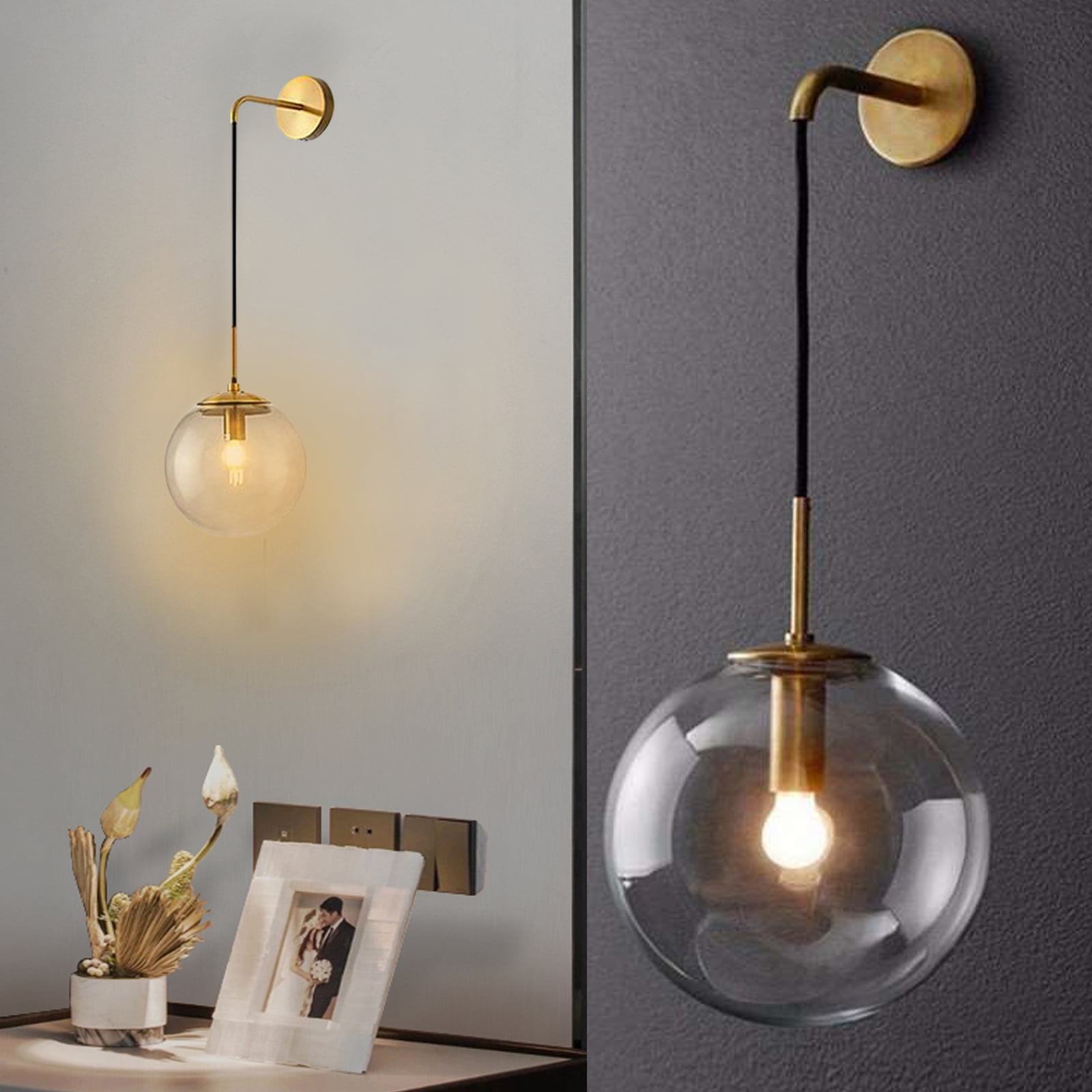 Globe Wall Sconce Clear Glasshanging Modern Glass Ball Shade Wall Light Fixturemid Century