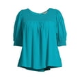 Terra And Sky Womens Plus Size Smocked Blouse With Keyhole Back Sizes