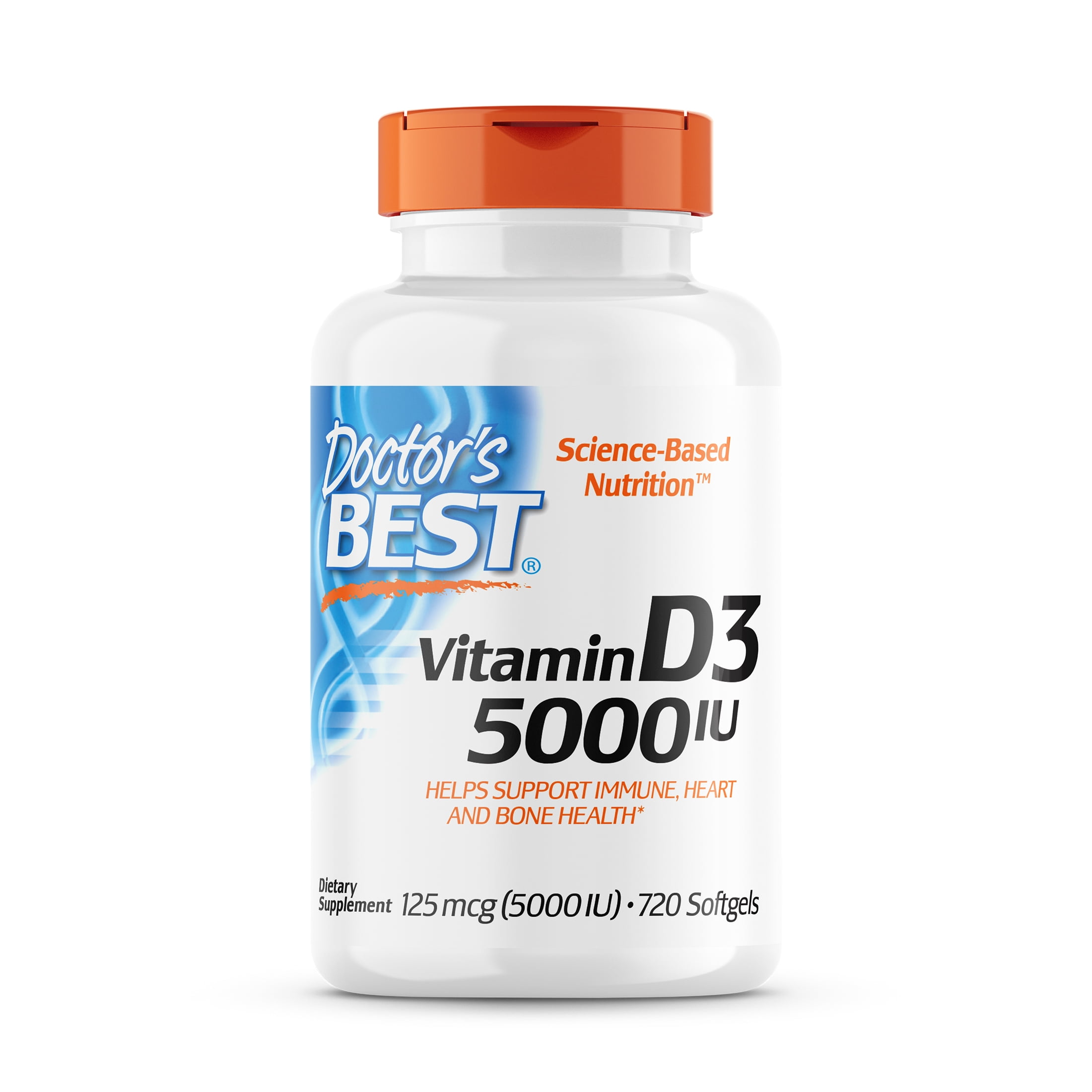 Doctor's Best Vitamin D3 5000IU, Non-GMO, Gluten Free, Soy Free ...