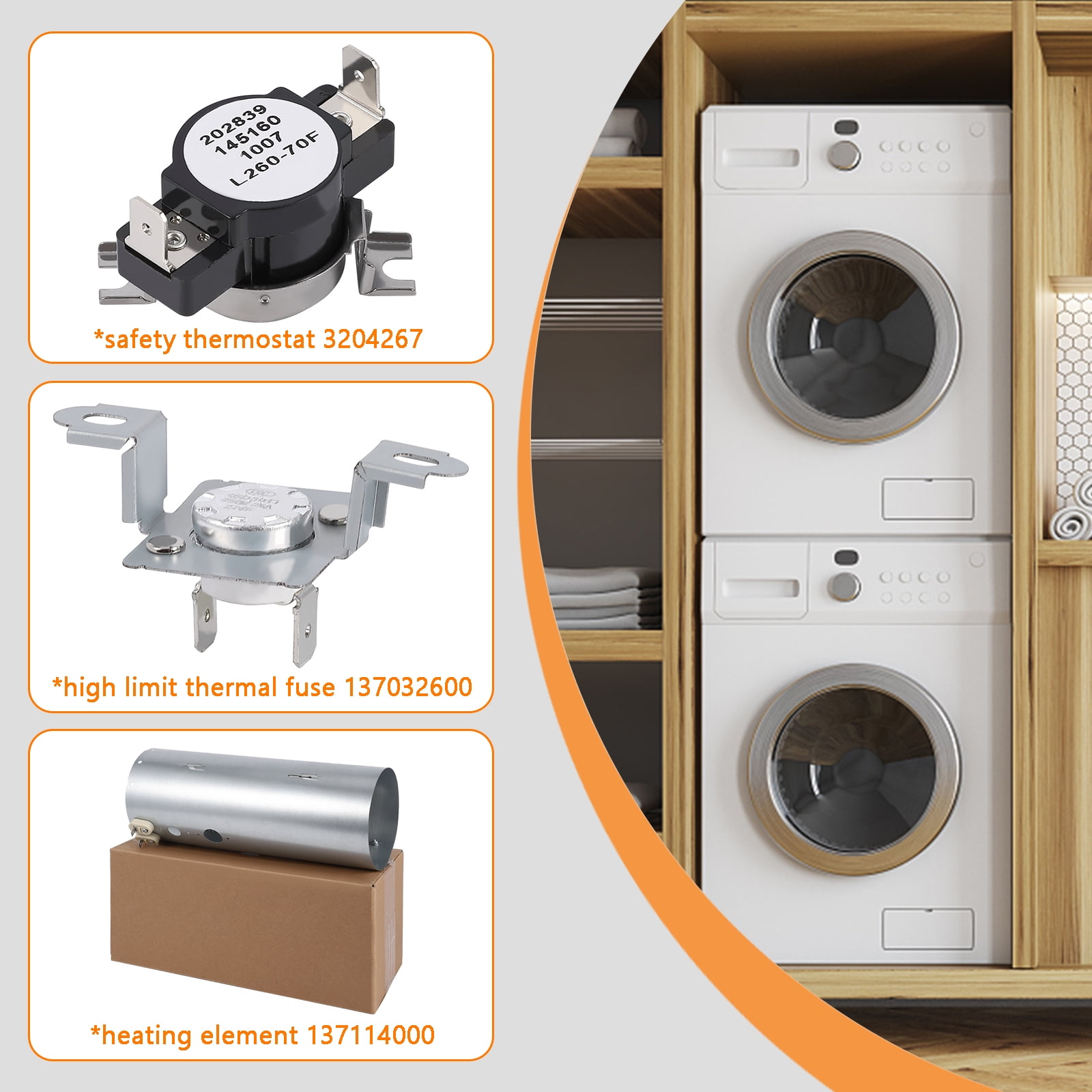 3Pcs/Pack Dryer Heating Elements High Temperature Fuse Safety ...