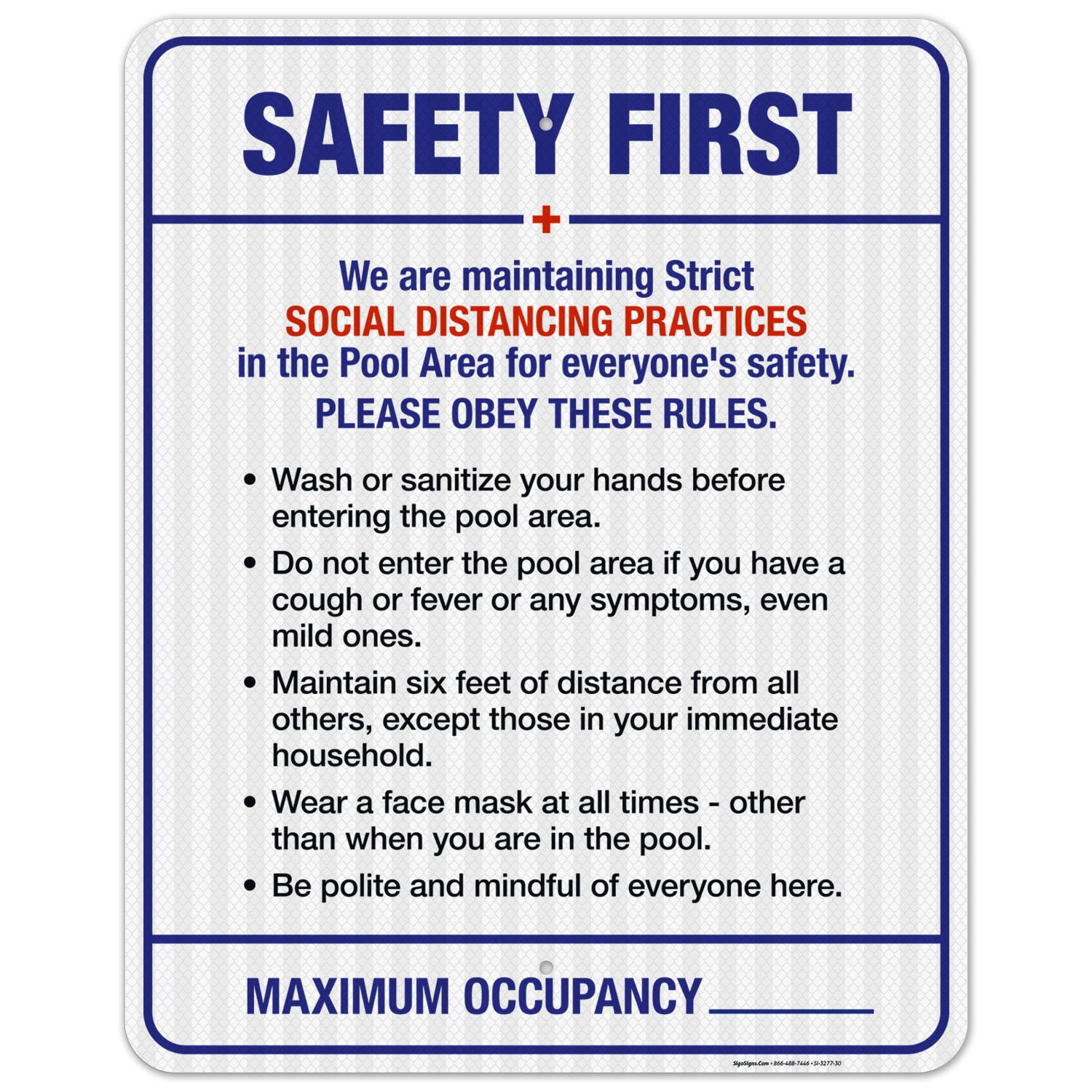 Social Distancing Pool Rules Sign, Pool Rules Safety Sign, - Walmart.com
