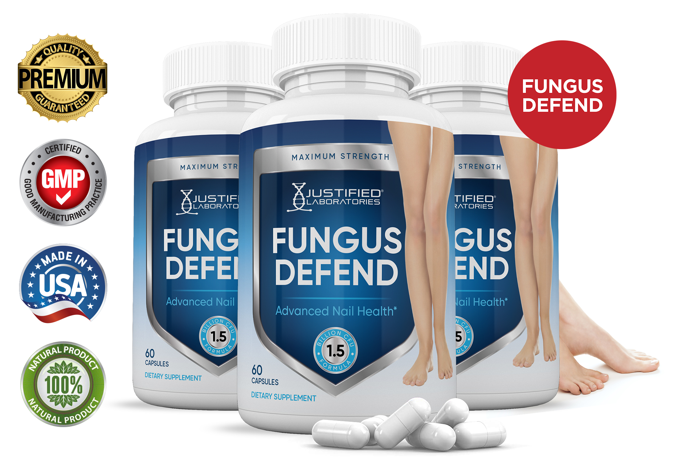 (3 Pack) Fungus Defend Probiotic 1.5 Billion CFU Supplement Pills ...
