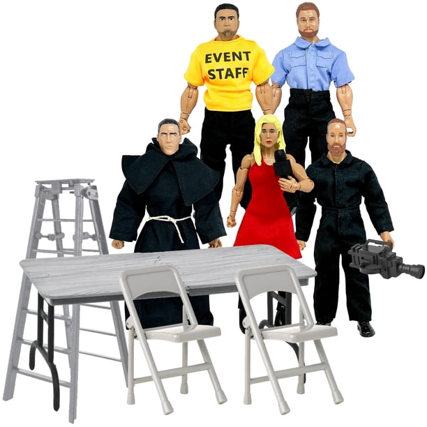 Set of 5 Wrestling Crew Action Figures & Ultimate Silver Playset for ...