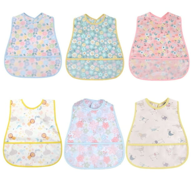 Baby Bibs Toddler Bib for Boys Girls - 6 Pack Feeding Bib with Crumb ...