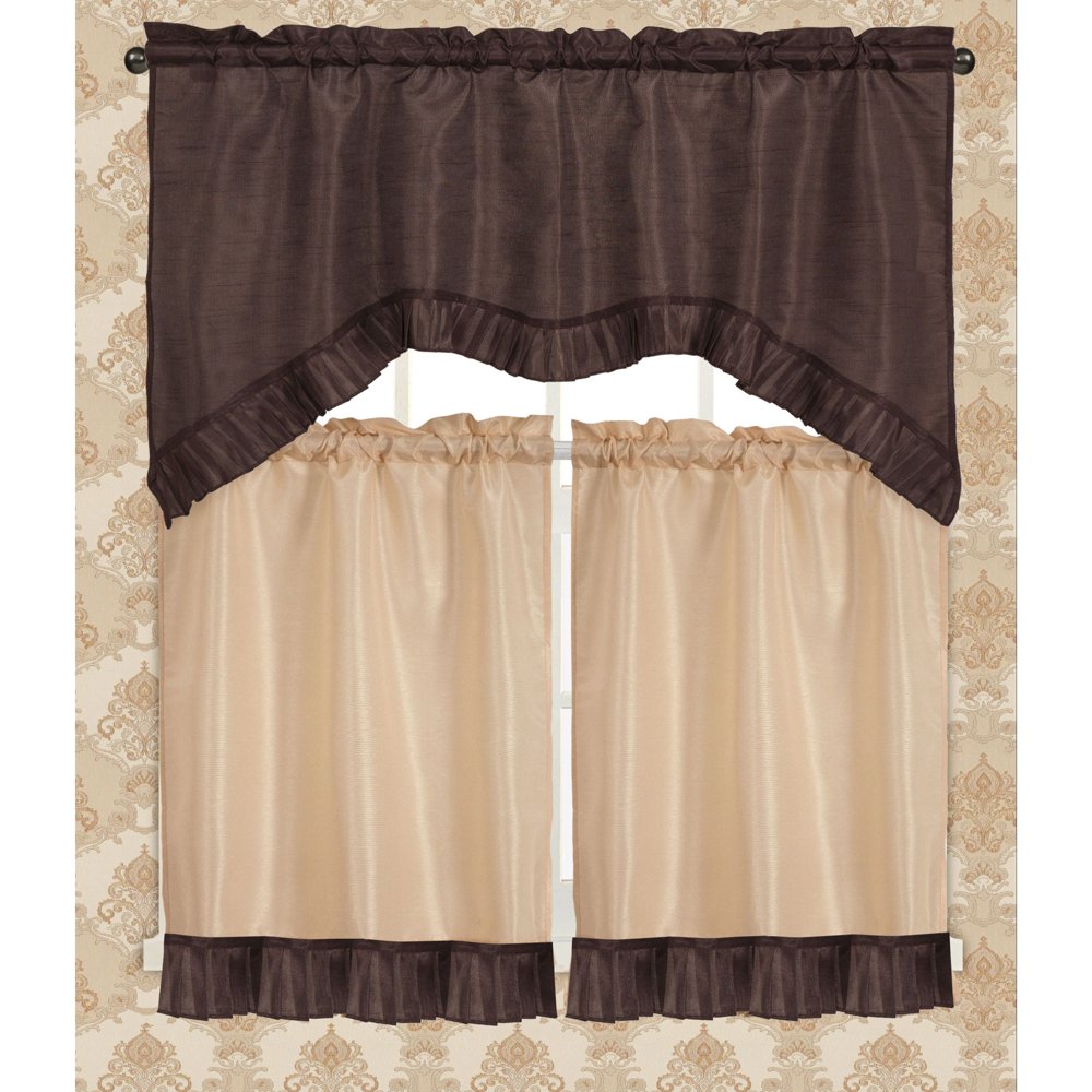 Bermuda Ruffle Kitchen Curtain Tier Set - Walmart.com - Walmart.com