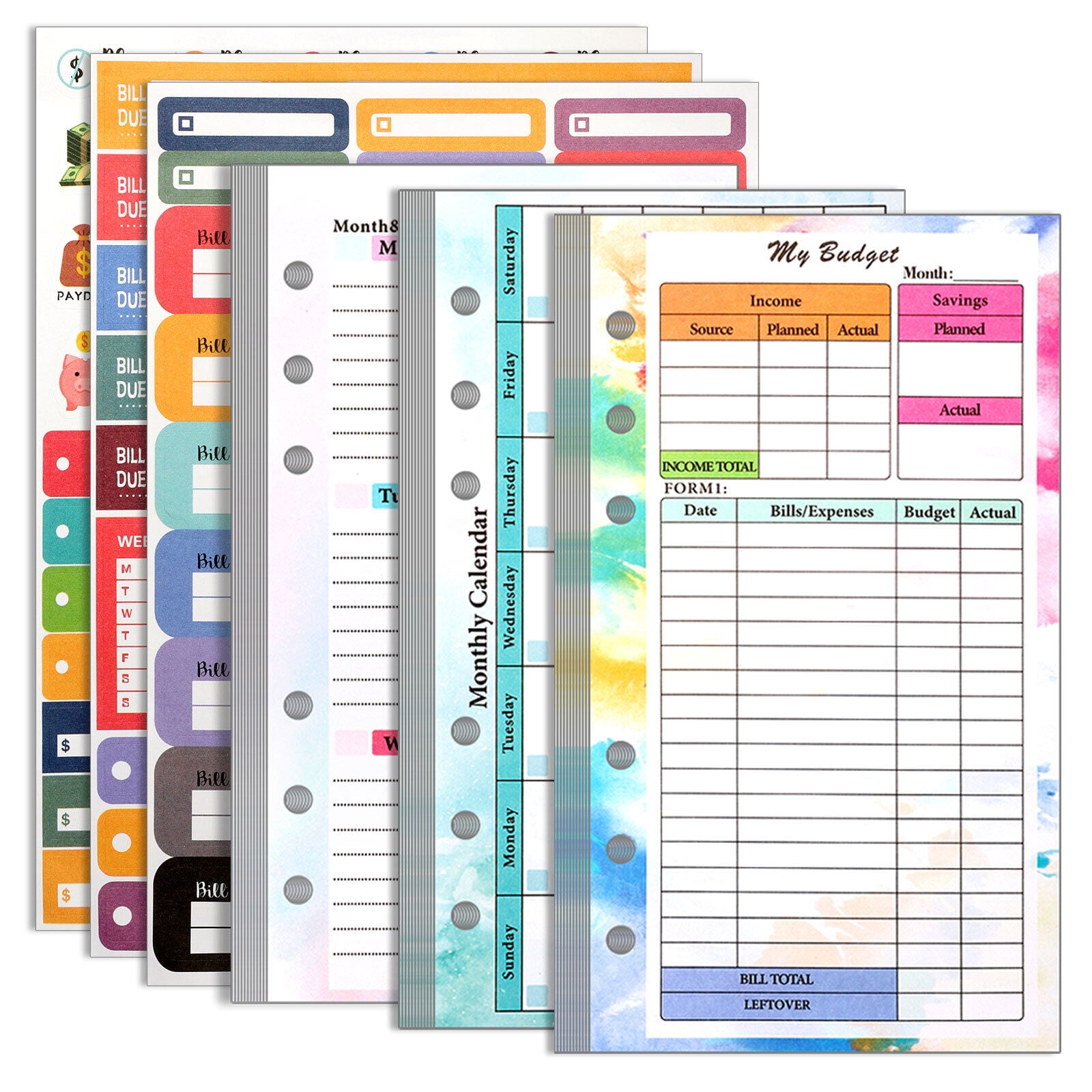 85 Sheets 6 Hole Loose Leaf Per Weekly Monthly Planner Refill A6 Budget ...