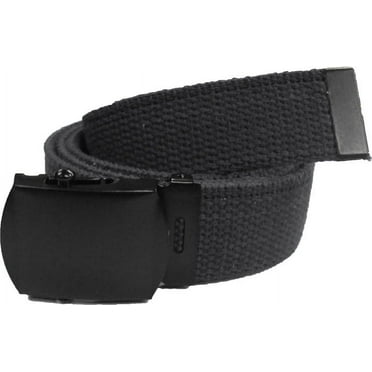 Black 100% Nylon Web Belt with Black Metal Buckle, 1 1/4" Width, 44 ...