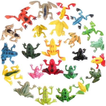 HTCM 24pcs Plastic Frogs Mini Vinyl Frogs Figure Stretchy Fun Toys ...