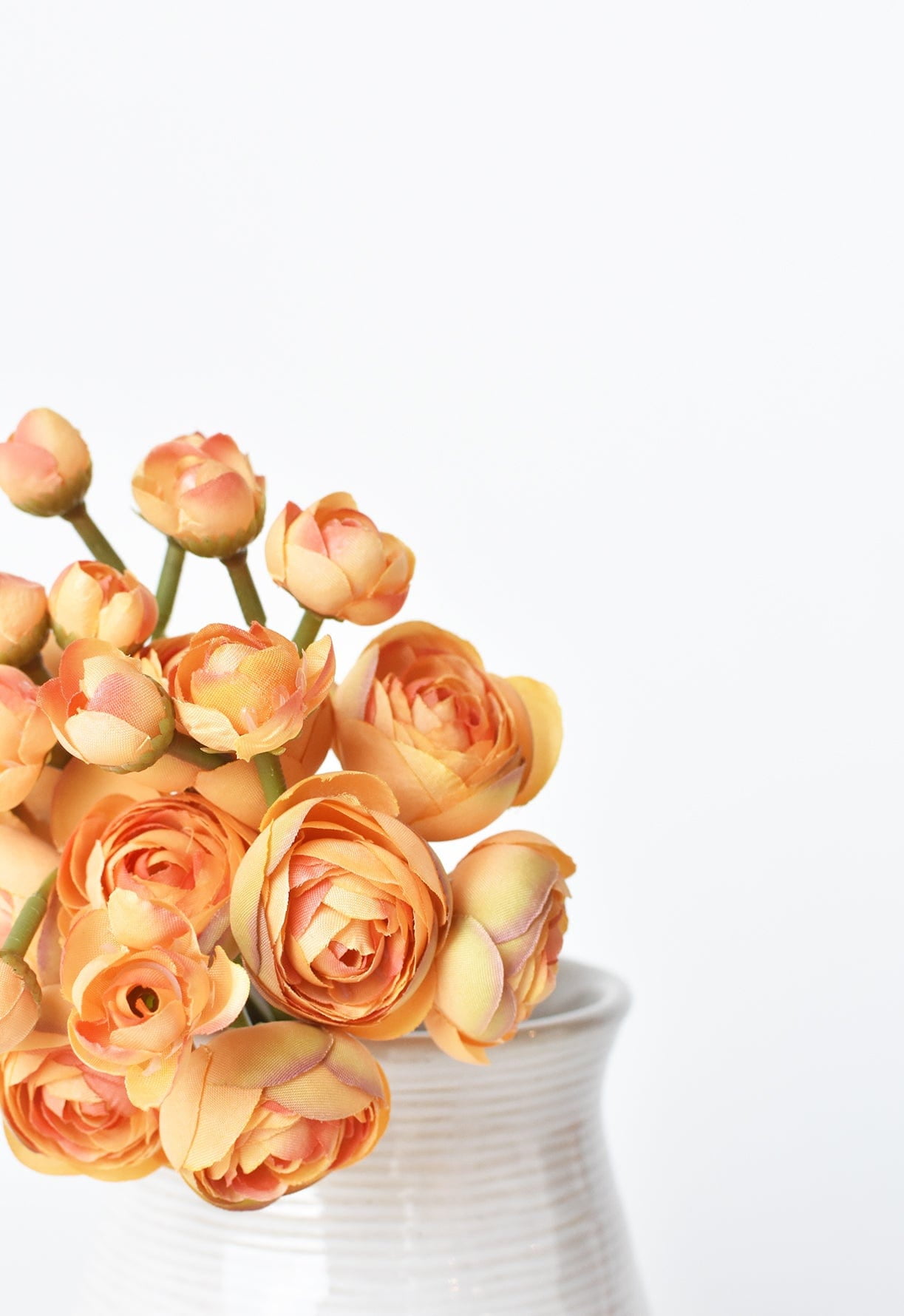 10.5" Faux Light Orange Ranunculus Stem Bundle - Walmart.com