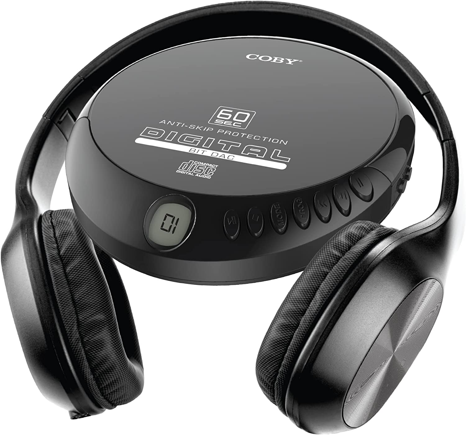 Coby Portable CD Player With Headphones 60 Sec Anti Skip Compact Disc