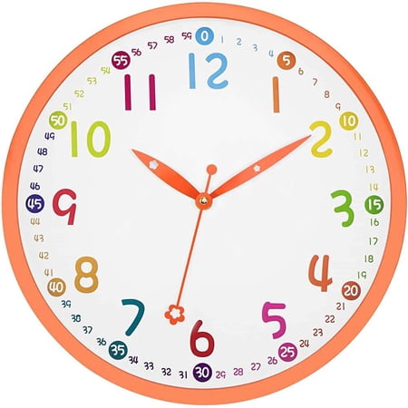 ALmi Telling Time Wall Clock ,Kids Teaching Analog Clock Silent Non ...