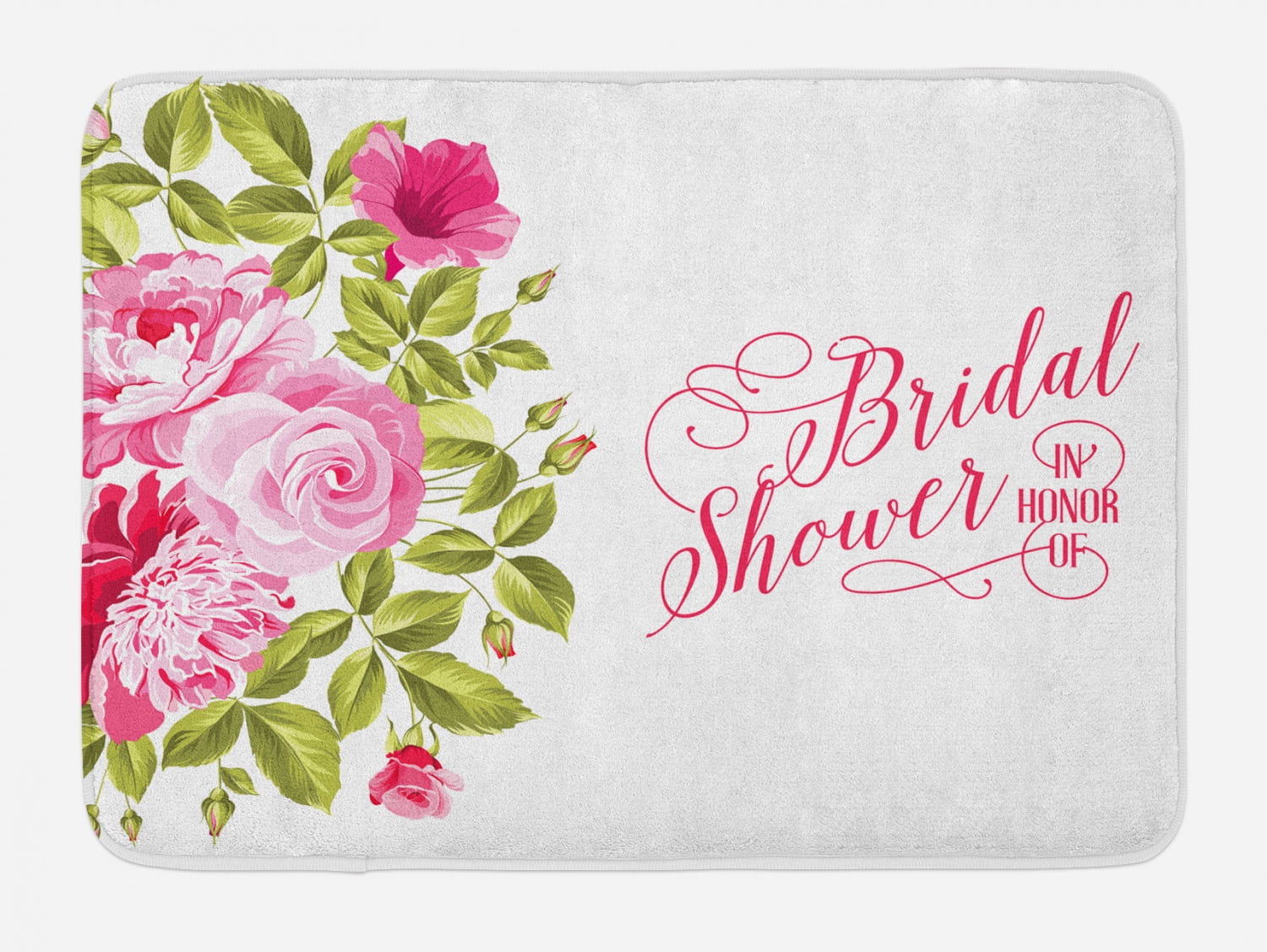 Bridal Shower Bath Mat, Shabby Chic Flowers Roses Buds and Leaves ...