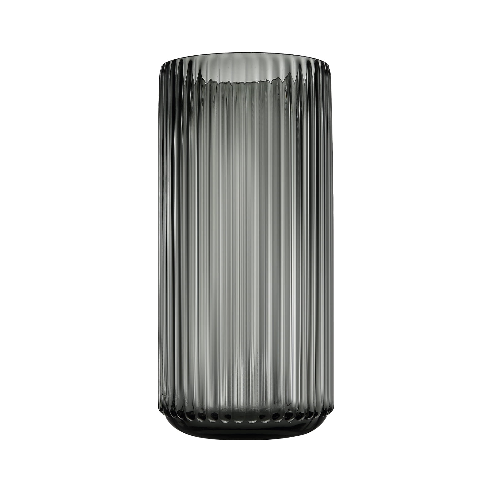 Ribbed Large Grey Glass Ribbed Flower Vase for Dinning Table Decor ...