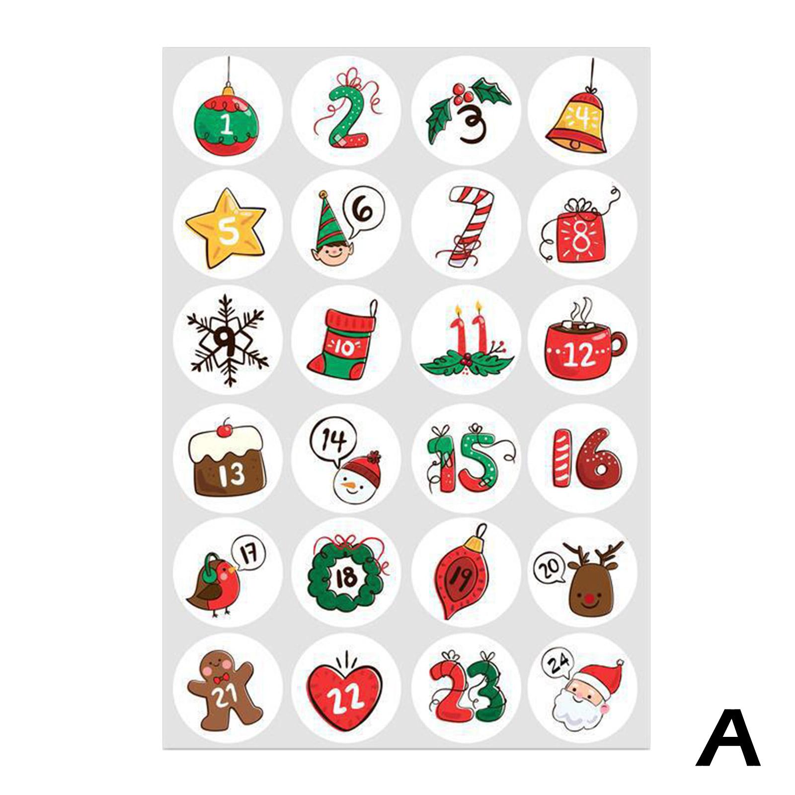 Stickers Christmas Gift Number Sticker 24 Sticker Round K9G5 Seal ...
