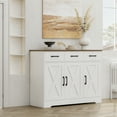 Homfa 42.5'' Kitchen Buffet, Rustic 3-Drawer Sideboard Cabinet with Adjustable Shelf, White ...