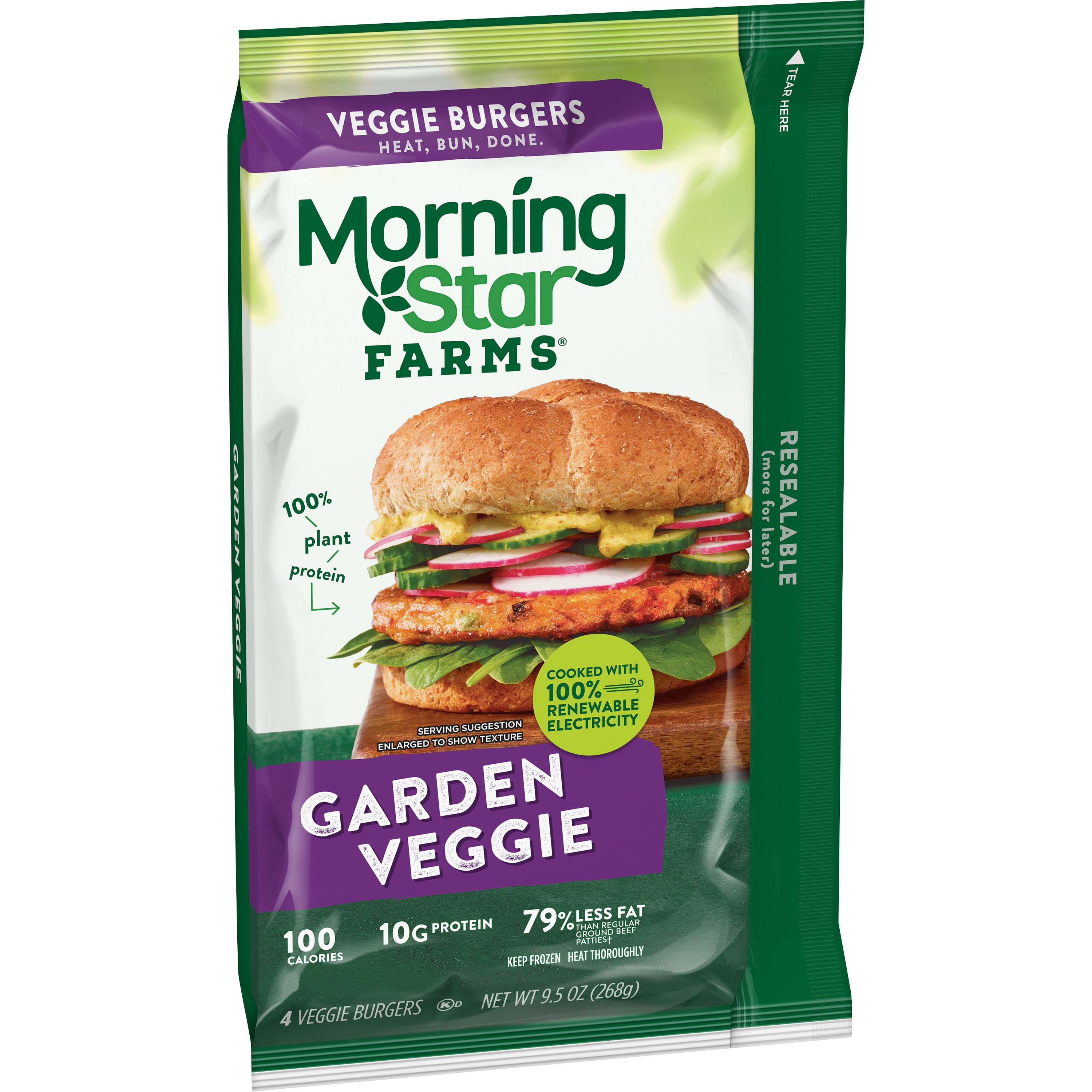 MorningStar Farms Veggie Burgers, Garden Veggie, 9.5 Oz, Bag, Frozen ...