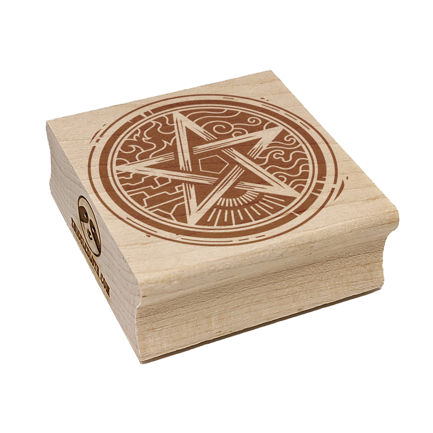 Pentacle Star of Elements Magical Talisman Symbol Square Rubber Stamp ...