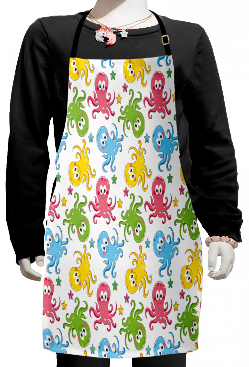 Octopus Kids Apron, Cheerful Chipper Animals in the Ocean with ...