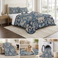 96x106in Quilt Bedding Set, Vintage Medieval Floral Pattern Lightweight ...