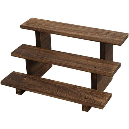 Wood Stair Step Shelf 3- Tier Retail Display Risers Wooden Countertop ...