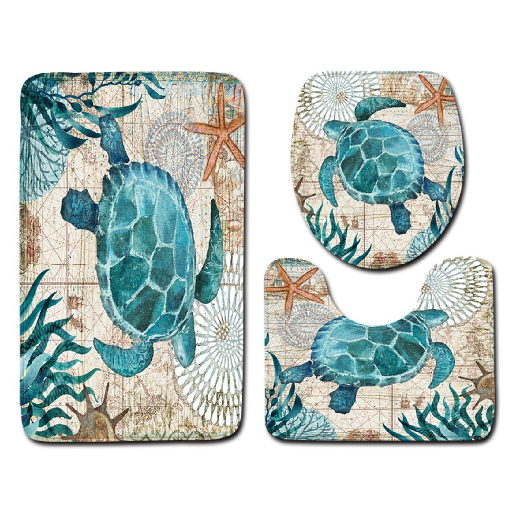 Click here for Nobrand Whale Tail Bathroom Mat Sets 3 Piece  Ocea... prices