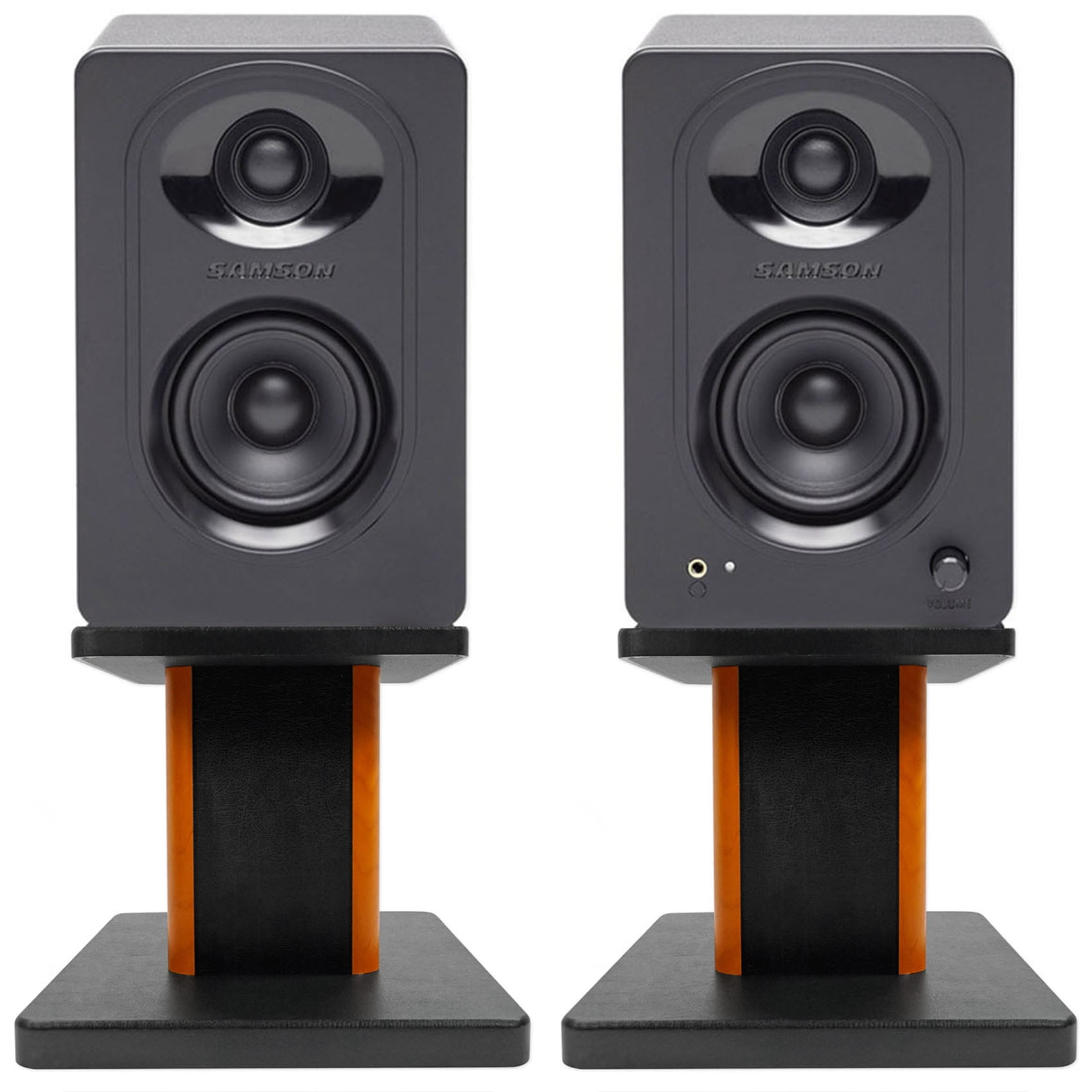 (2) SAMSON M30 Studio/Computer/Podcast Reference Monitors Speakers+Wood ...