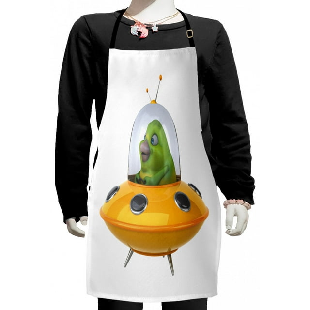 Alien Kids Apron, Funny Monster in a Spaceship Traveling Galaxies ...