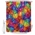 Abstract Geometric Shower Curtain with Hooks, Vintage Color Modern ...