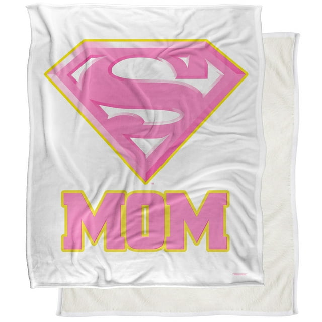 Superman - Logo Blanket, 50"x60" Super Mom Pink Silky Touch Sherpa Back ...