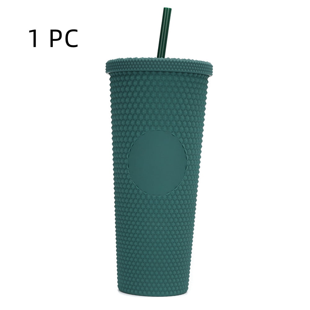 Happon Studded Tumbler with Lid & Straw, Plastic Cup for Iced Coffee ...