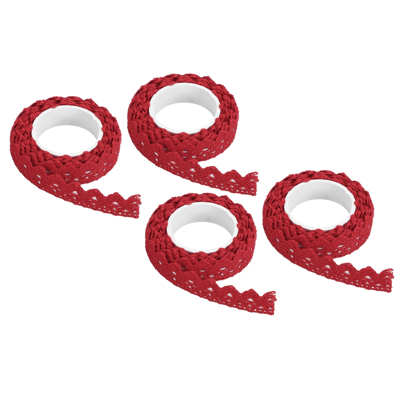 Uxcell Lace Ribbon Self-Adhesive Lace Tape, 4 Rolls Cotton Sticker for ...