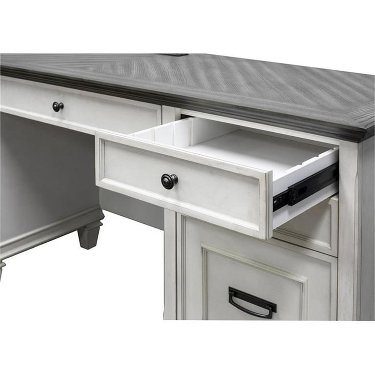 Martin Furniture Hartford White Wood Double Pedestal Desk Executive Desk