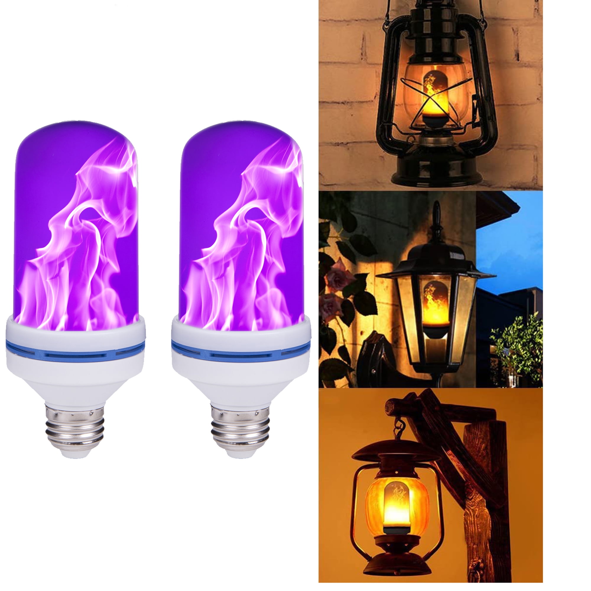 2 pack LED Flame Effect Light Bulb E26 Flickering Fire Atmosphere ...