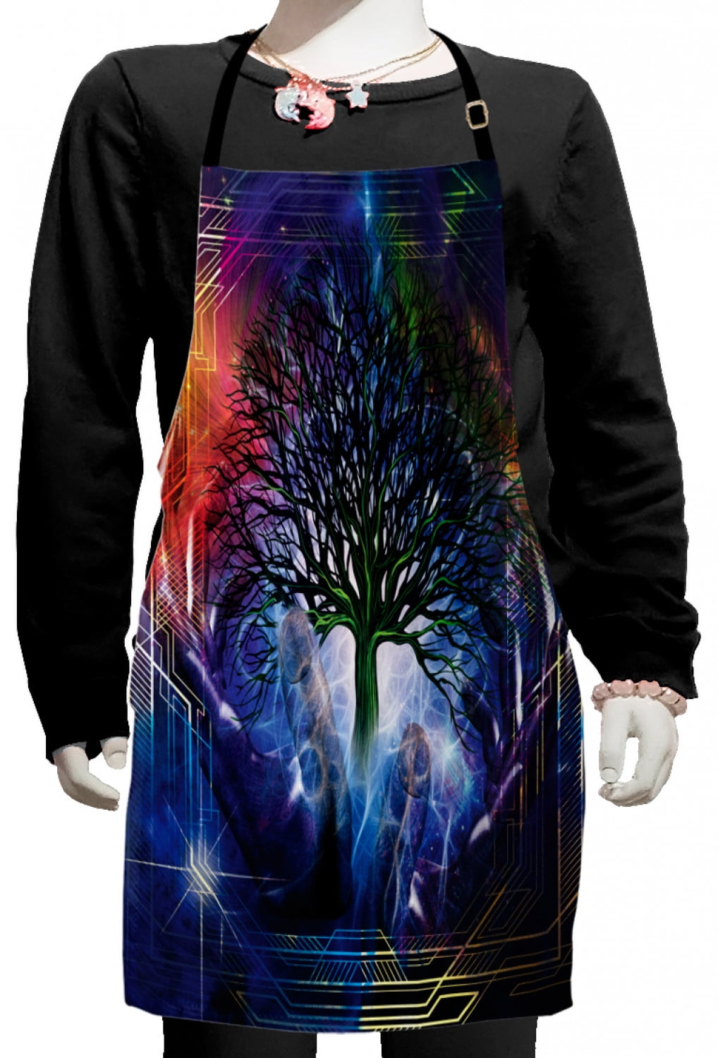 Nature Kids Apron, Human Hand Grabs a Leafless Tree Vitality Modern ...