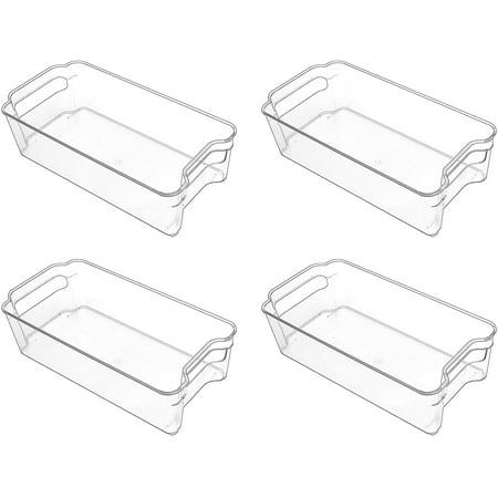 [4 Pack] Refrigerator Organizer Bins, Stackable Clear Plastic Fridge ...