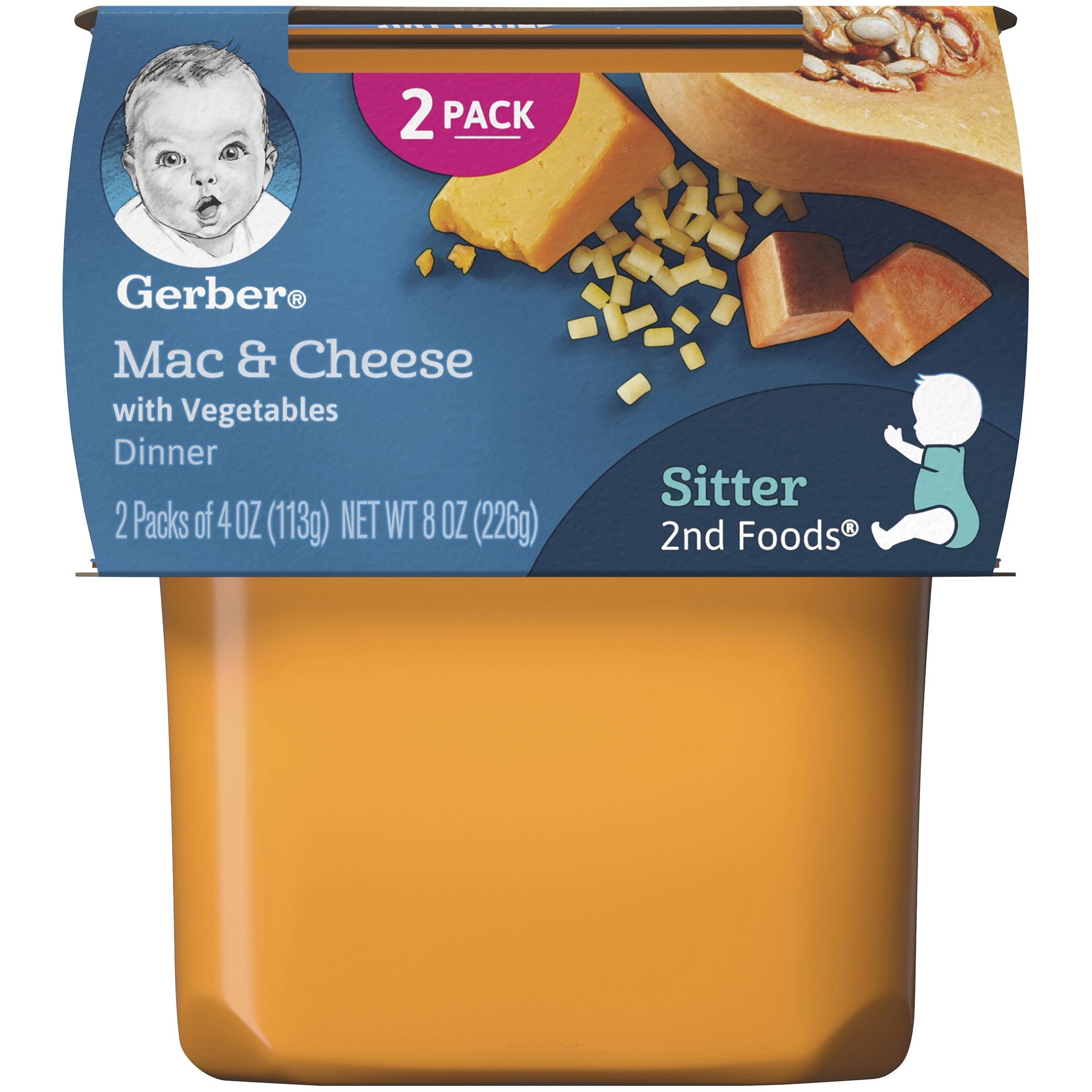 Gerber 2nd Foods Baby Foods, Mac & Cheese with Vegetables, 4 oz Tub (2 ...