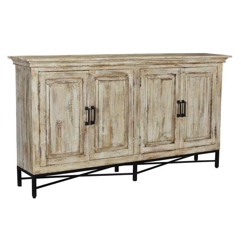 Crestview Collection Wood Distressed Sideboard in White Water Wash ...