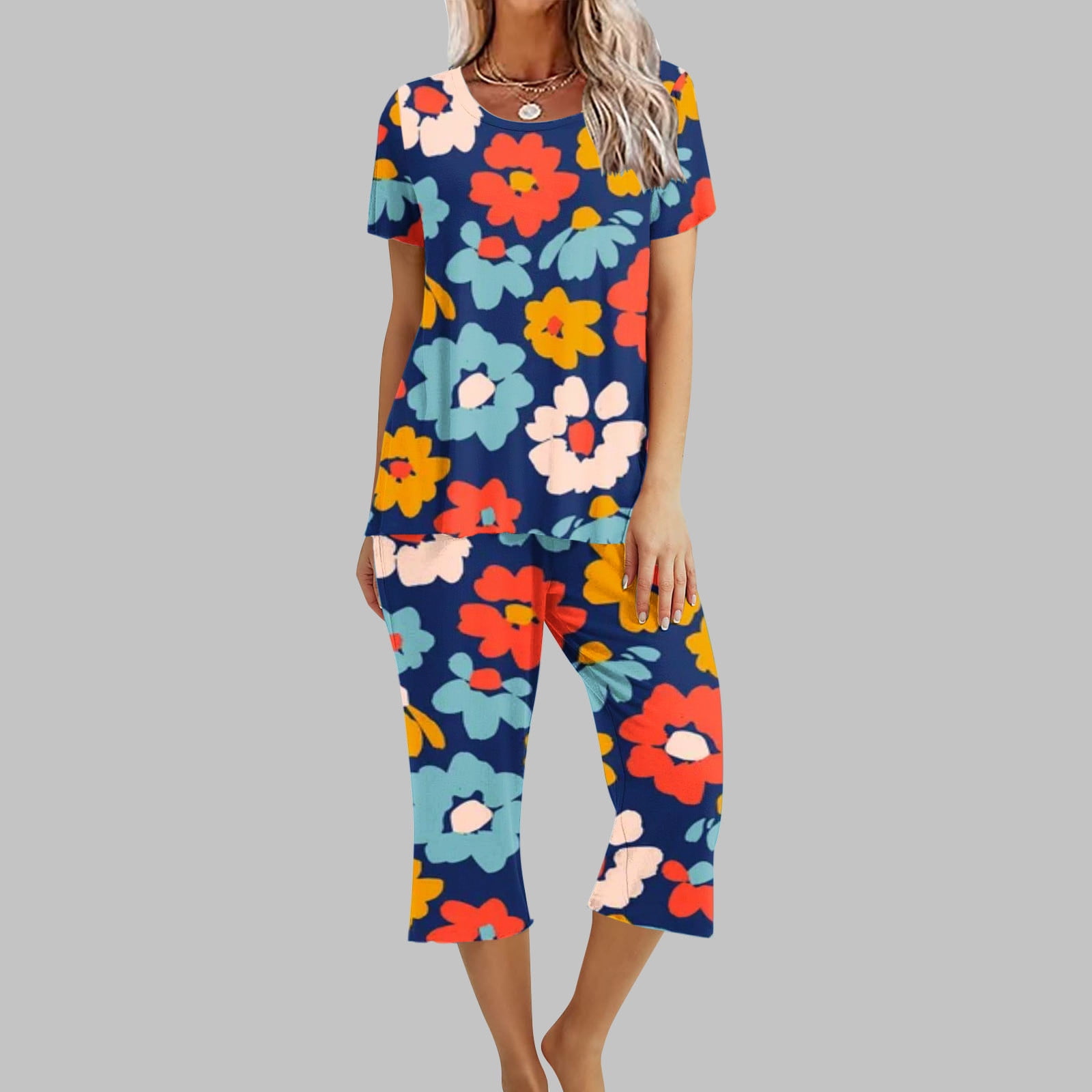 Click here for Aqestyerly Womens Printed Short Sleeve Pajamas Set... prices