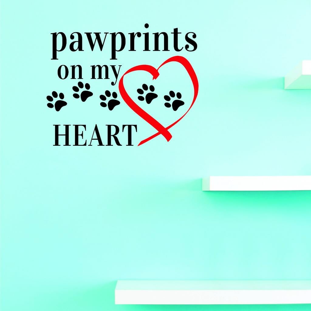 Custom Decals Pawprints On My Heart Wall Art Size: 16 X 16 Inches Color ...