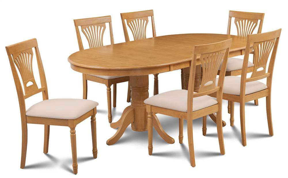 7-Pc Dining Table Set in Oak Finish - Walmart.com