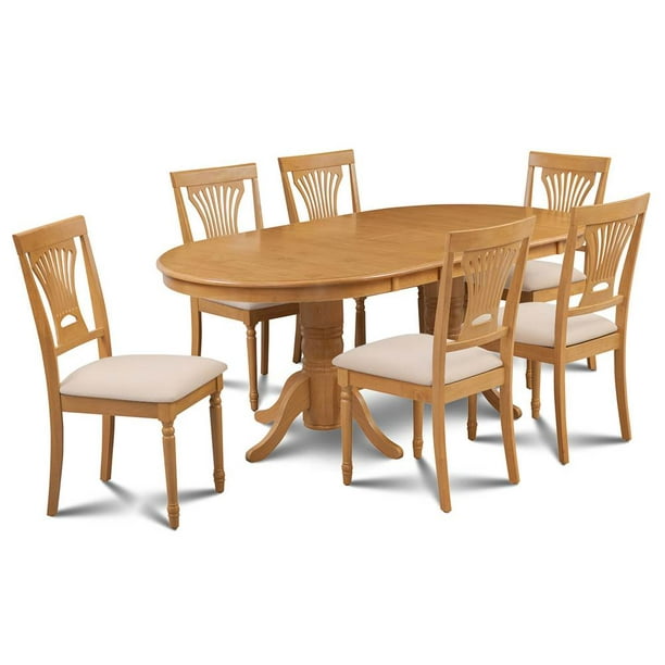 7-Pc Dining Table Set in Oak Finish - Walmart.com - Walmart.com