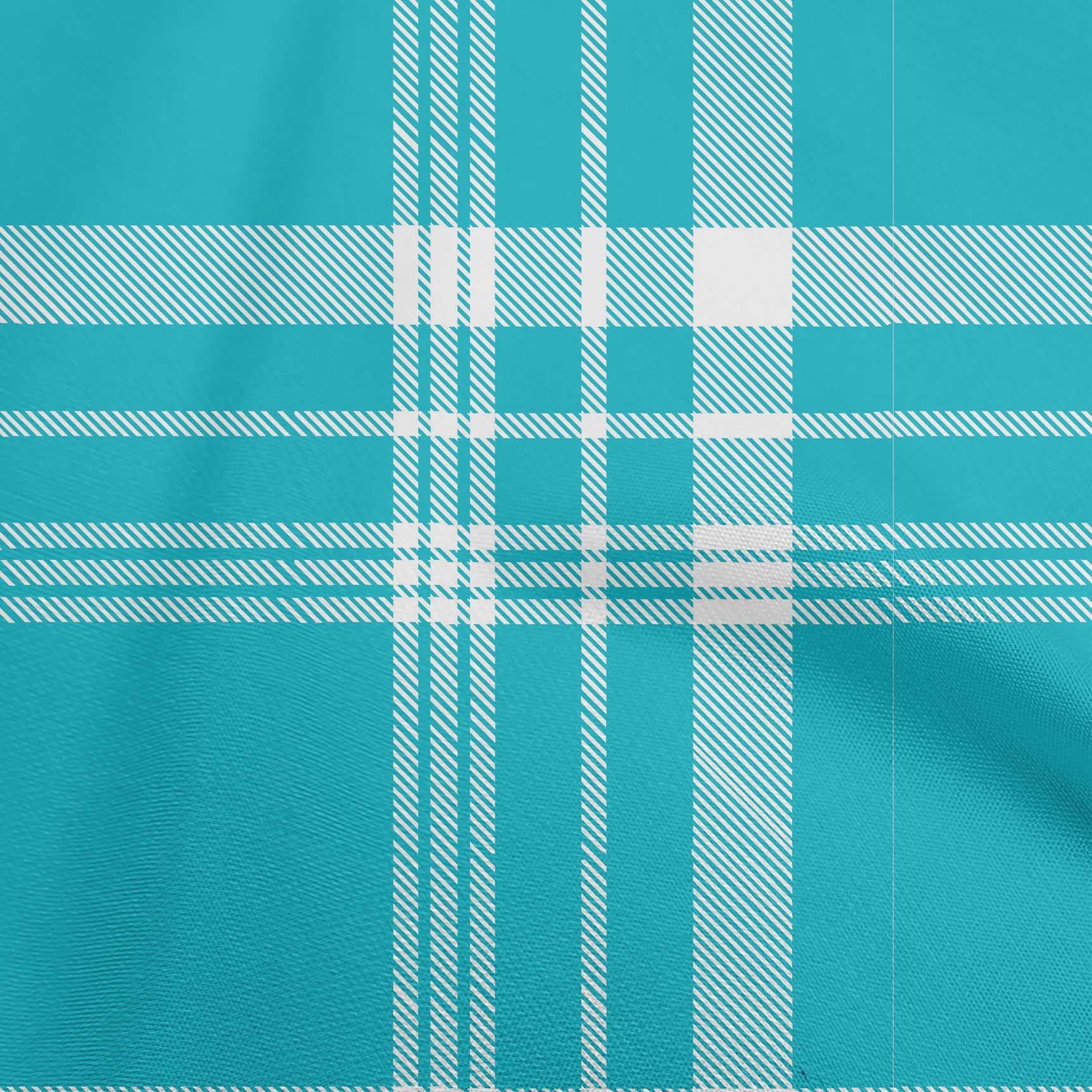 oneOone Cotton Jersey Turquoise Blue Fabric Check Diy Clothing Quilting ...