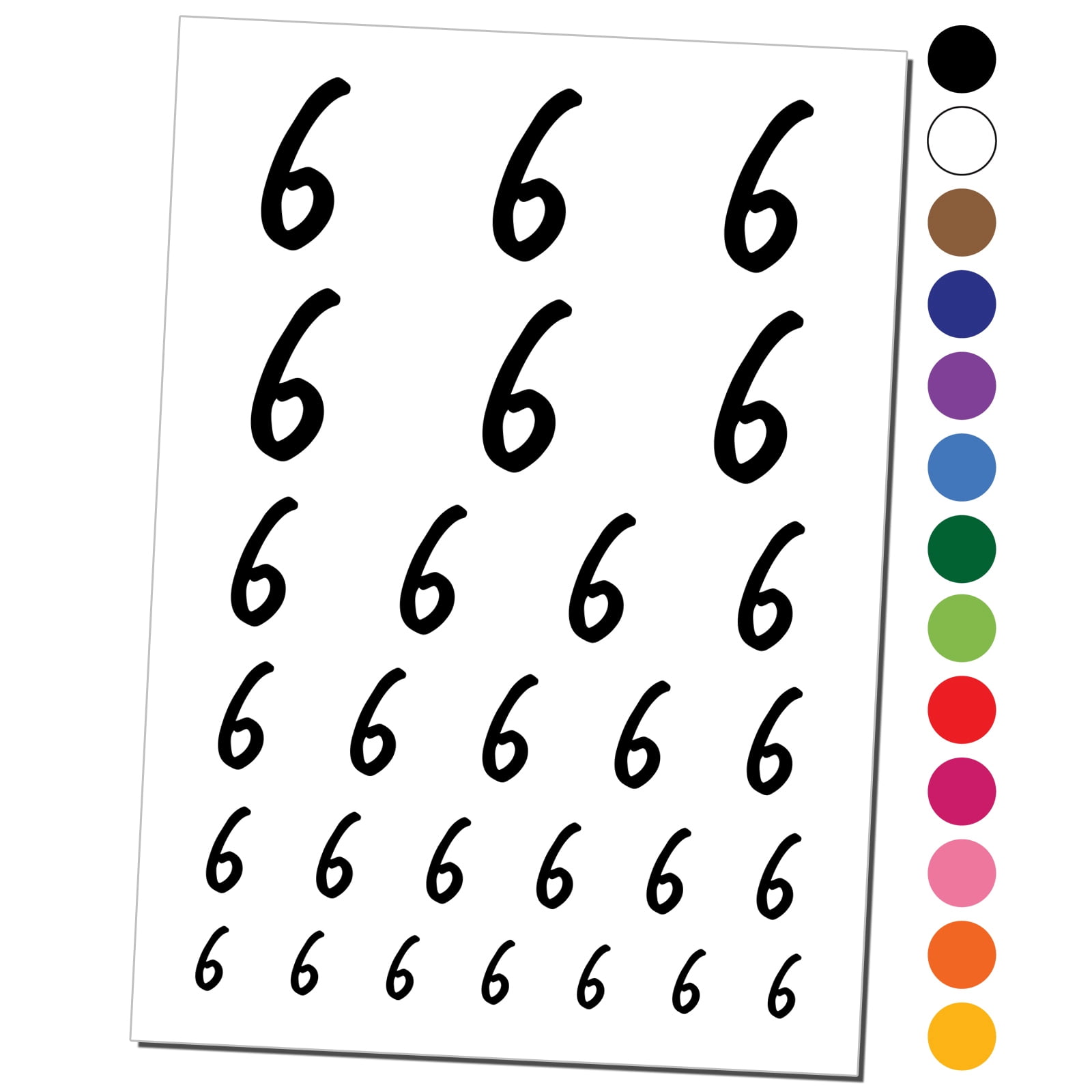 Number 6 Six Felt Marker Font Water Resistant Temporary Tattoo Set Fake ...