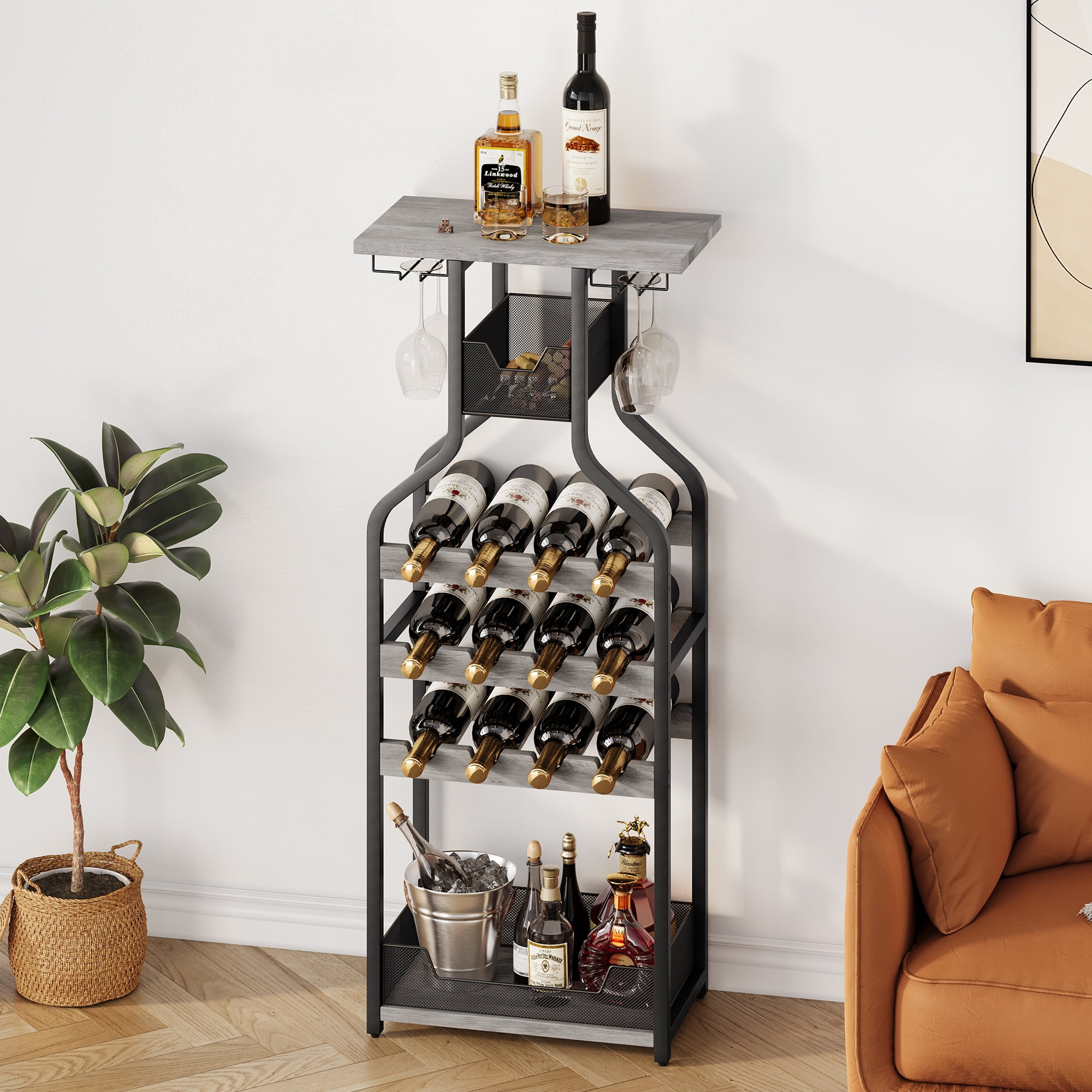 Hasoo Metal Wine Rack Wine Bottle Holders Stands Freestanding Floor ...