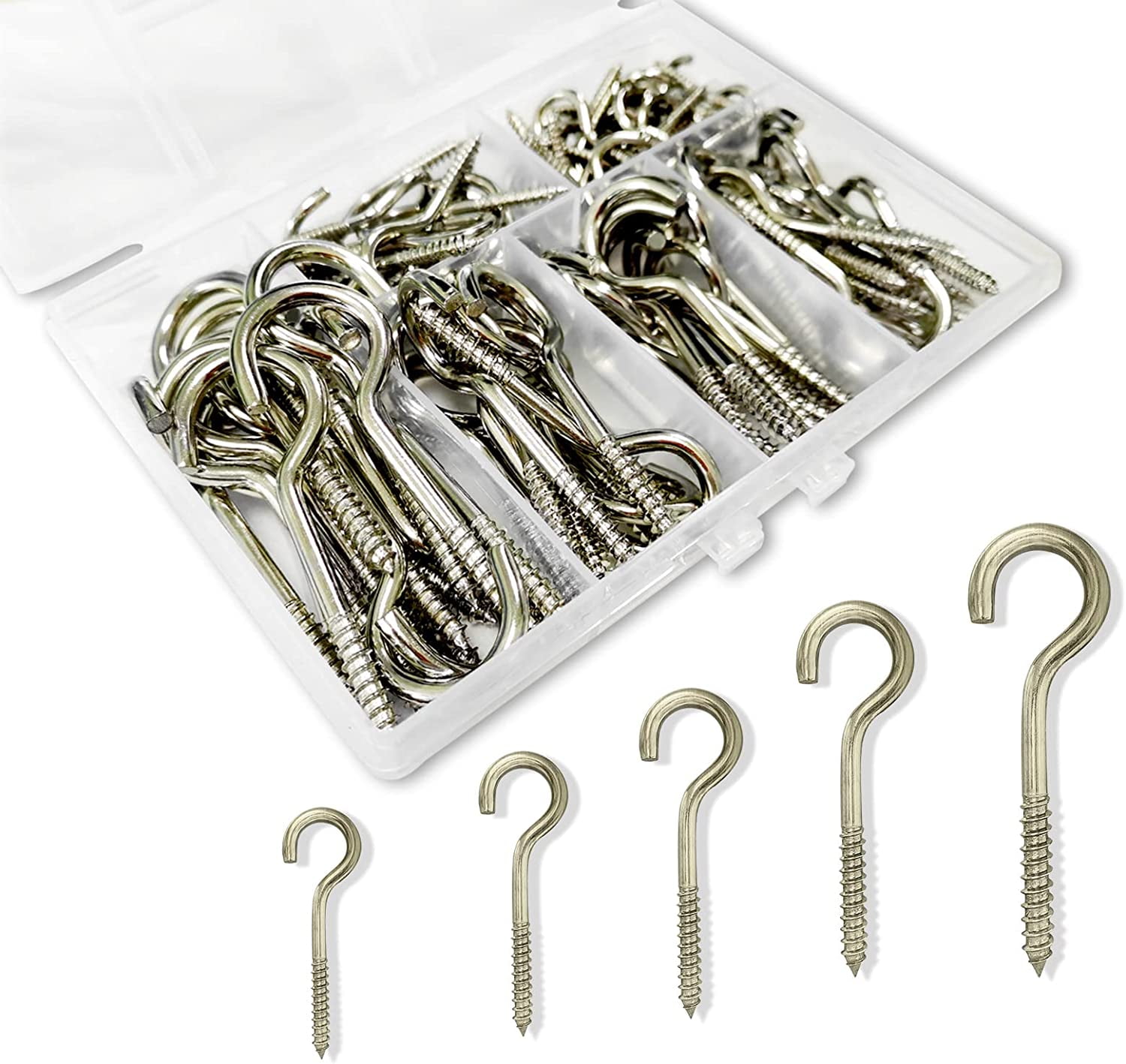 115 Pcs 5 Sizes Screw-in Hooks Kits Ceiling Hooks Heavy Duty Screw ...