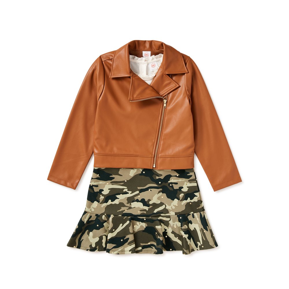 Wonder Nation - Wonder Nation Girls Moto Jacket and Dress, 2-Piece ...