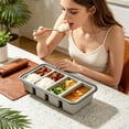 Silicone Food Storage Container with Four Compartments and Airtight Lid ...