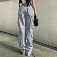 Xflwam Womens Baggy Cargo Pants Y2k Jeans Low Waist Parachute Pants
