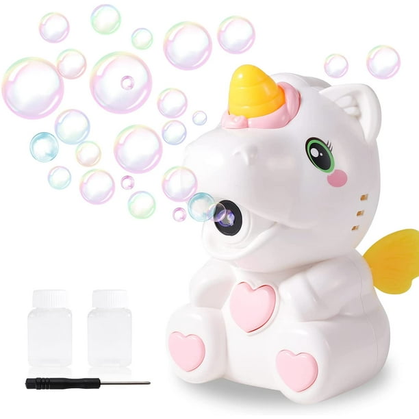Automatic Bubble Machine for Kids, Cute Bubble Blower with 2 Bottle Bubble Solution for 1000 ...