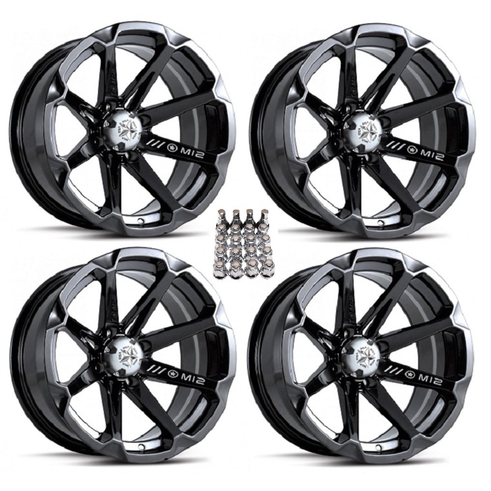 MSA M12 Diesel ATV Wheels/Rims Black 14" Honda Rincon Yamaha Rhino ...